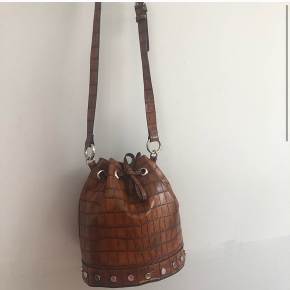 Zara | Bags | Zara Brown Croc Bucket Bag | Poshmark